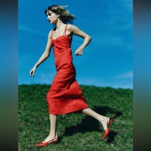 Zara | Shoes | Zara Red Strappy Slingbacks Patent Finished Shoes 224 ...